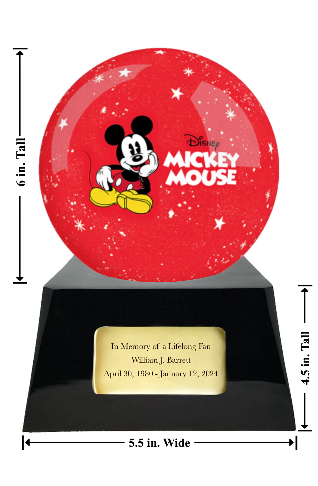 Disney's Mickey Mouse Memorial Fan Urn Base with Add-On Decorative Sph ...