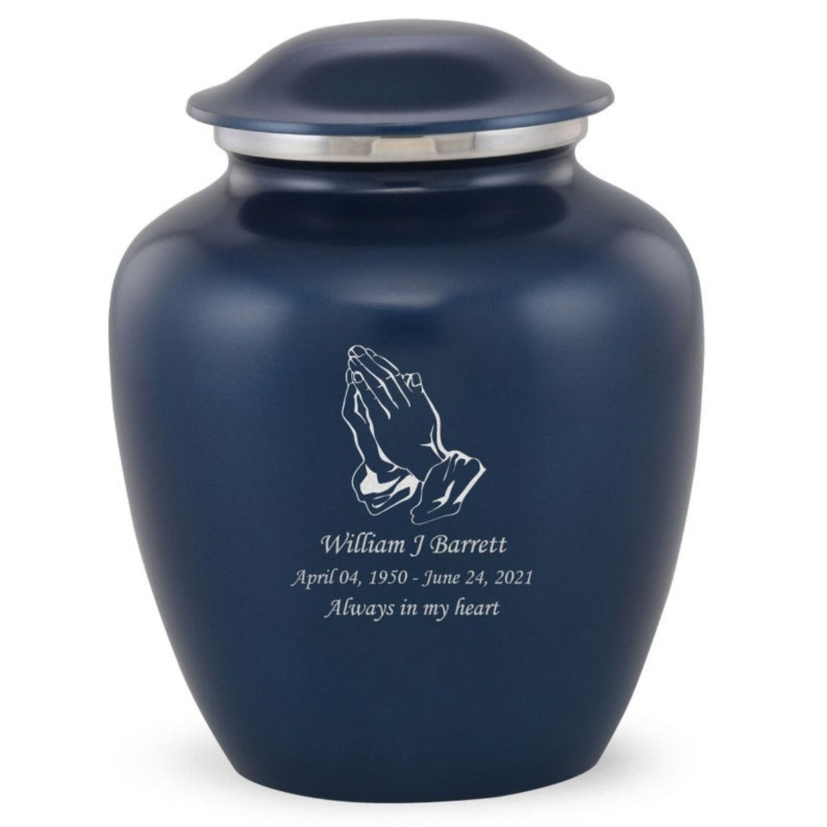 Grace Praying Hands Custom Engraved Adult Cremation Urn for Ashes in B ...
