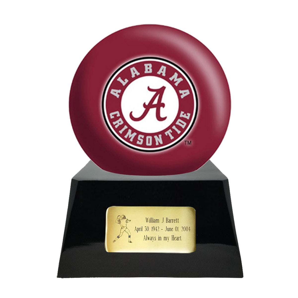 Football Cremation Urn and Alabama Crimson Tide Ball Decor with Custom ...