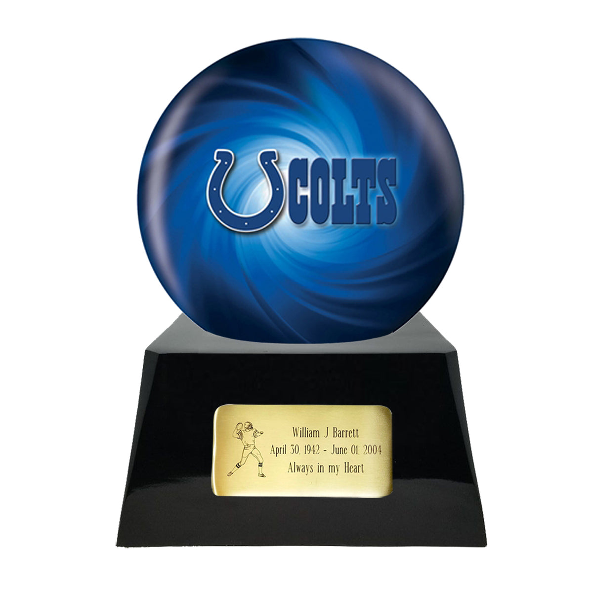 Football Team Cremation Urn and Indianapolis Colts Ball Decor with ...