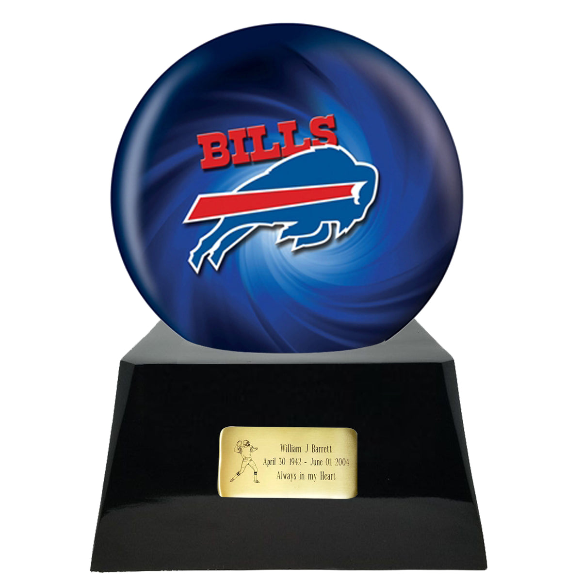 Football Cremation Urn and Buffalo Bills Ball Decor with Custom Metal ...