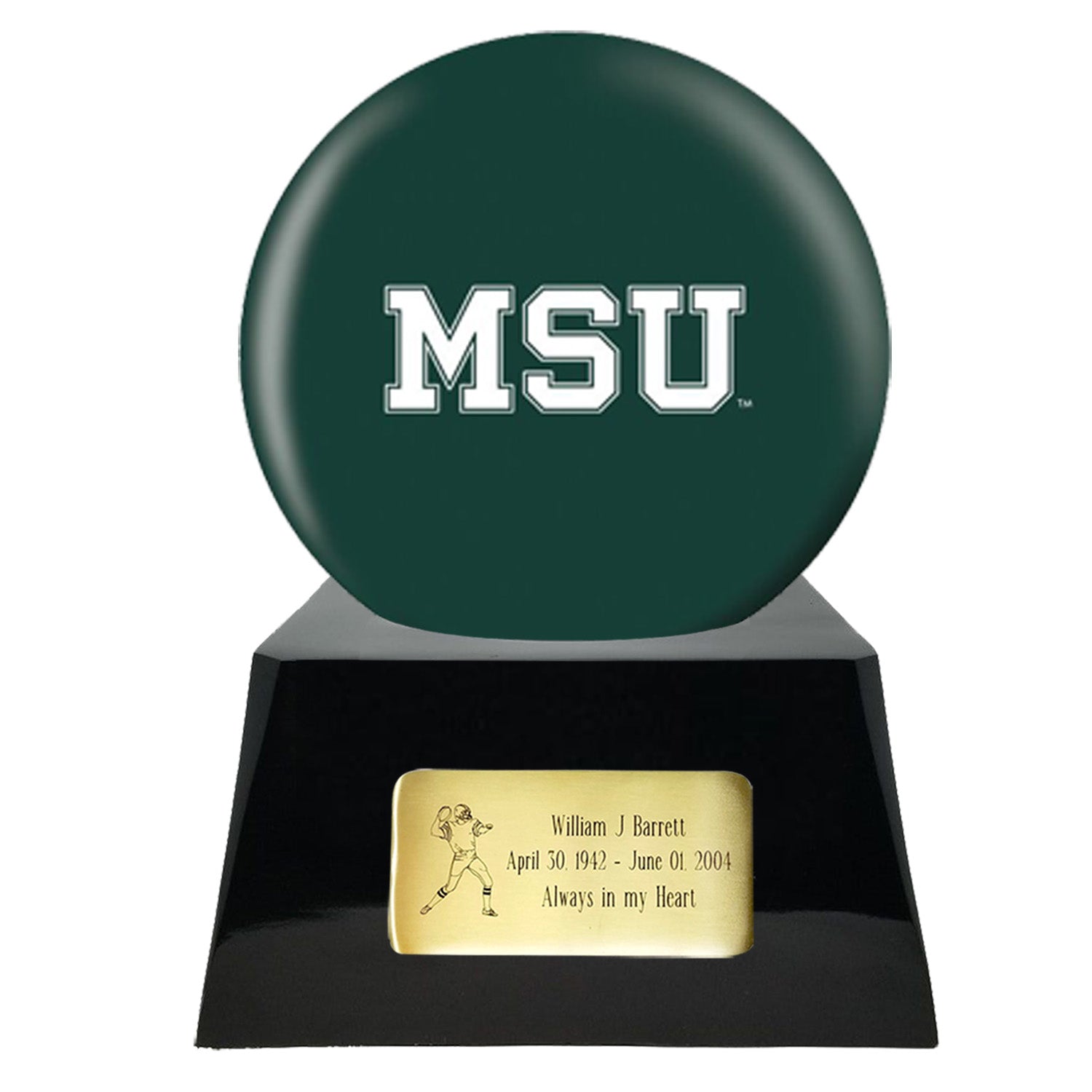 Football Cremation Urn and Michigan State Spartans Ball Decor with ...